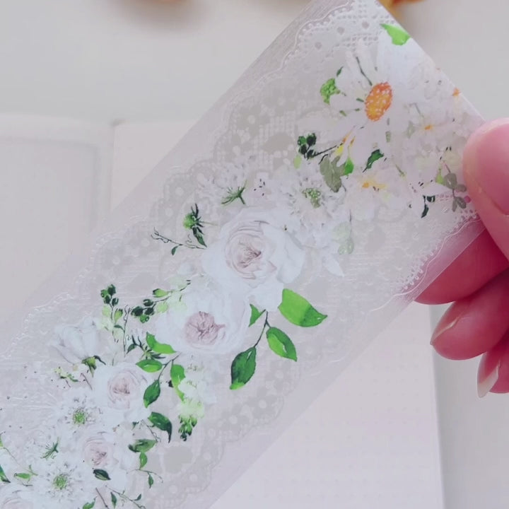 Pre-cut Petals en Blanc Wide PET Tape | The Washi Tape Shop