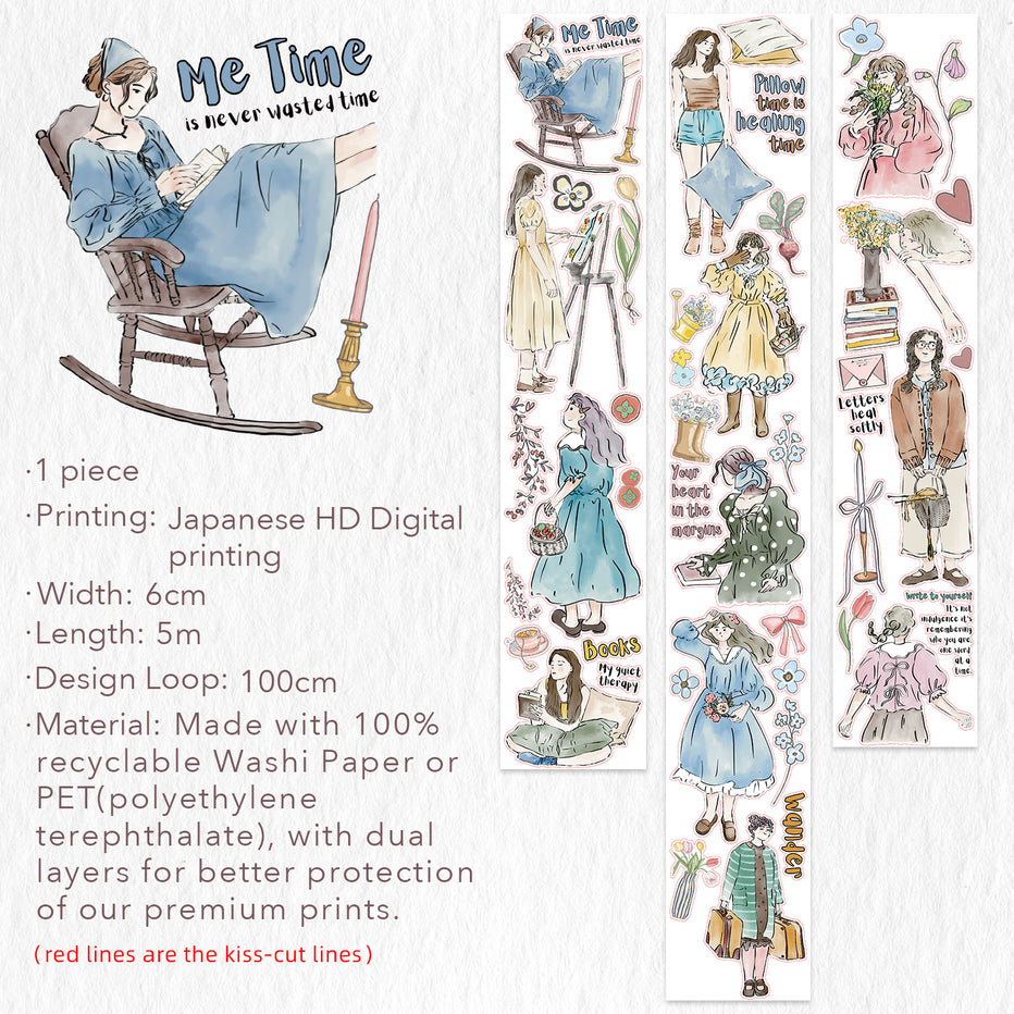 Pre-cut Me Time Wide Washi/PET Tape | The Washi Tape Shop