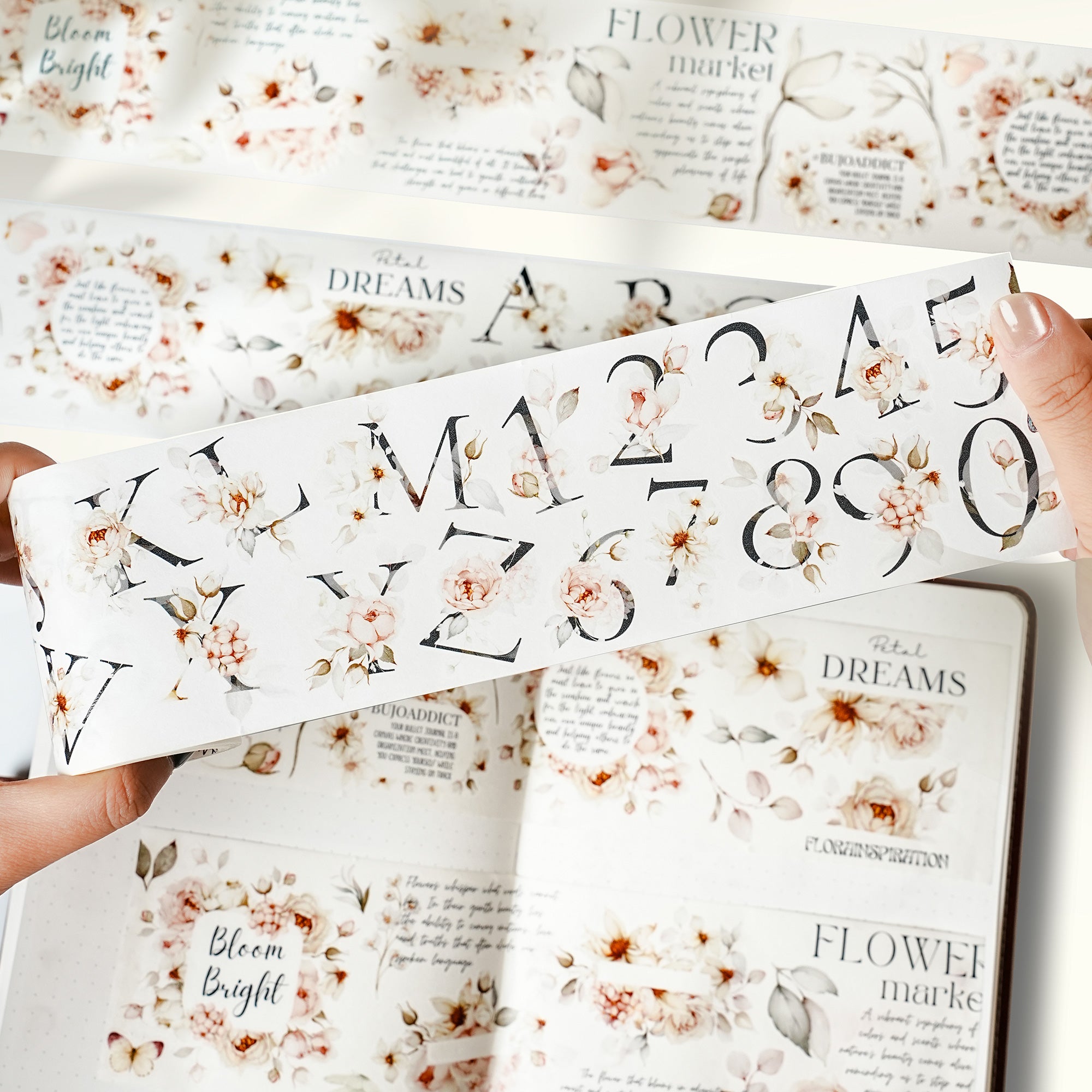 Pre-cut Rosé Scripts Wide Washi/PET Tape | The Washi Tape Shop