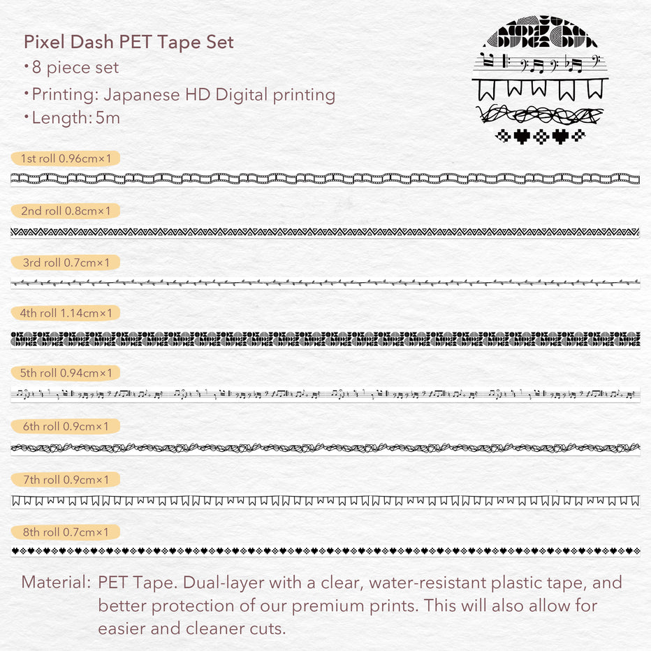 Pixel Dash Washi/PET Tape Set | The Washi Tape Shop