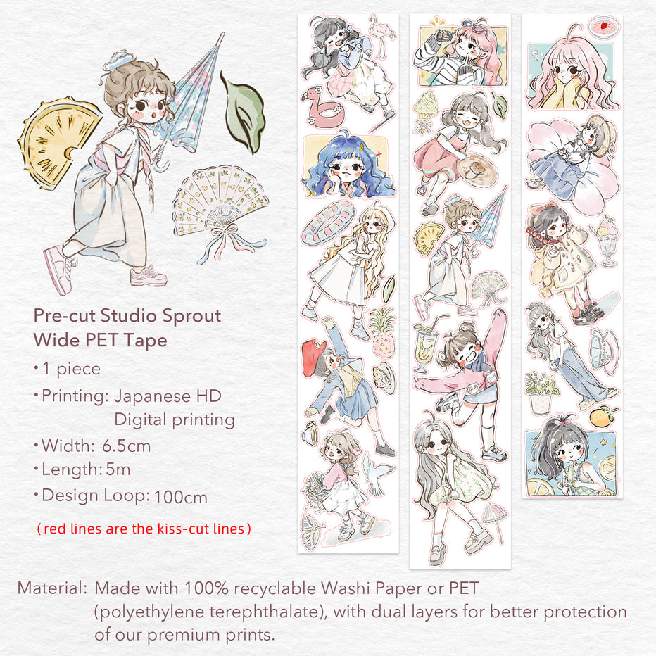 Pre-cut Studio Sprout Wide Washi/PET Tape | The Washi Tape Shop